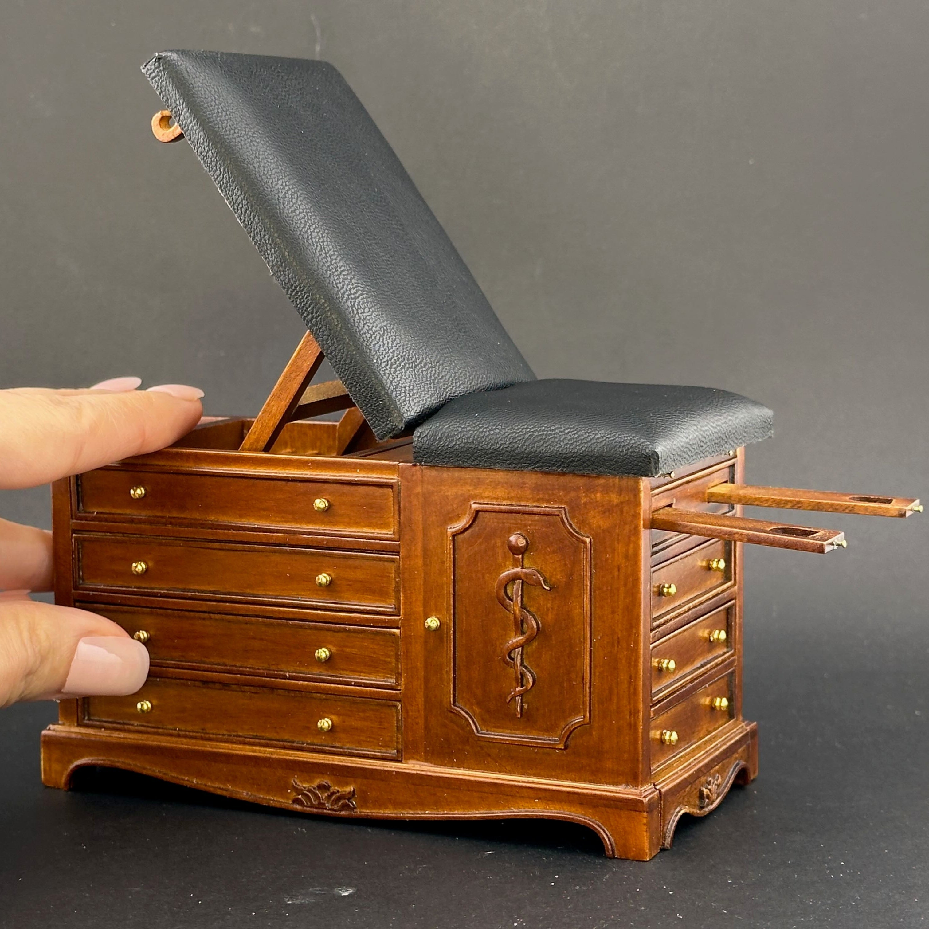 Walnut Miniature 1:12 Scale Doctor’s Exam Bed – A Wooden Medical Table ...