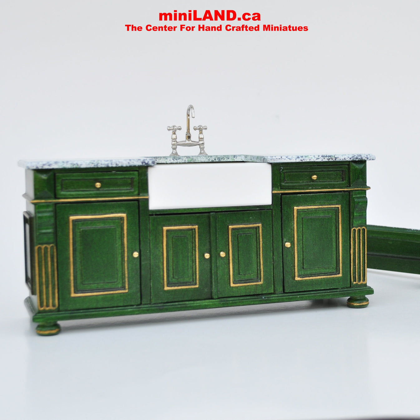 Vintage Green with gold trimming Victorian quality Kitchen sink unit c ...